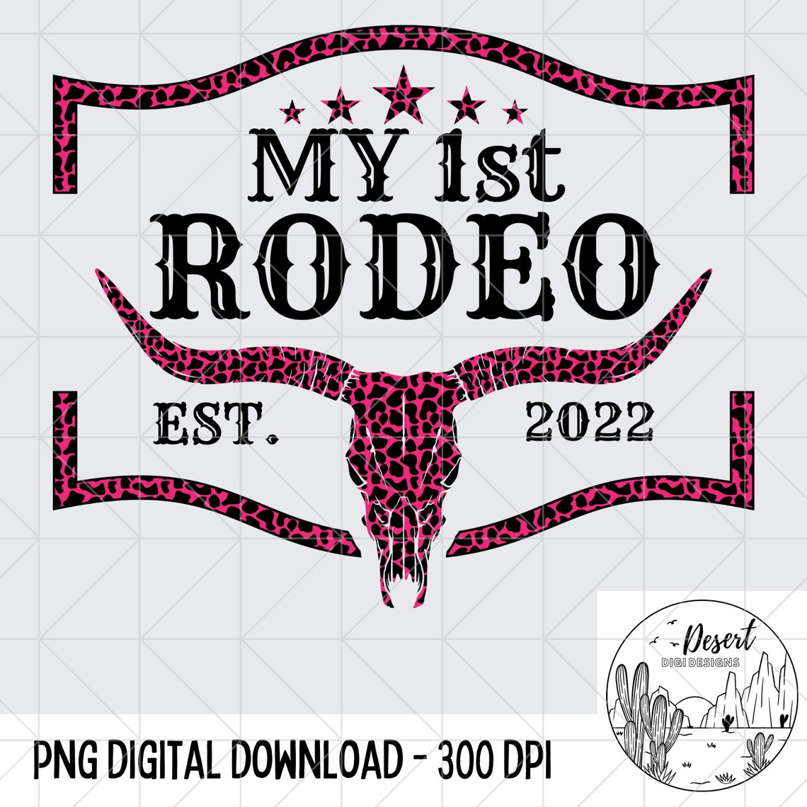 My 1st Rodeo PNG - Pink Cheetah Print - Cowhead Birthday Design PNG ...