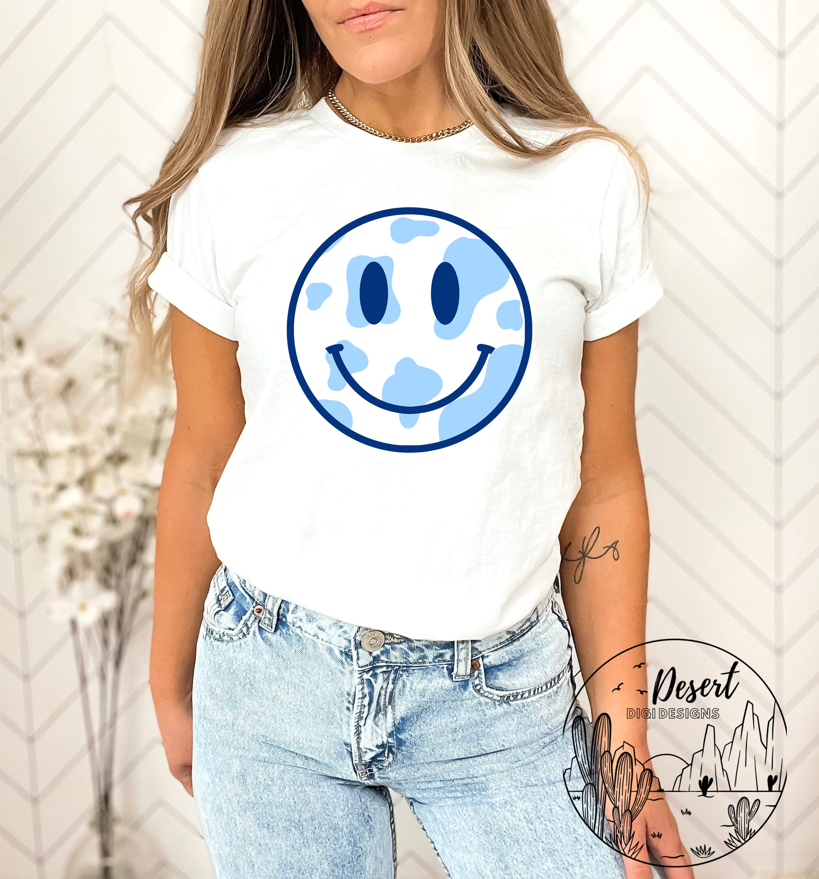 Cow Print Retro Smiley PNG - Smiley PNG - Retro Cow Design PNG ...