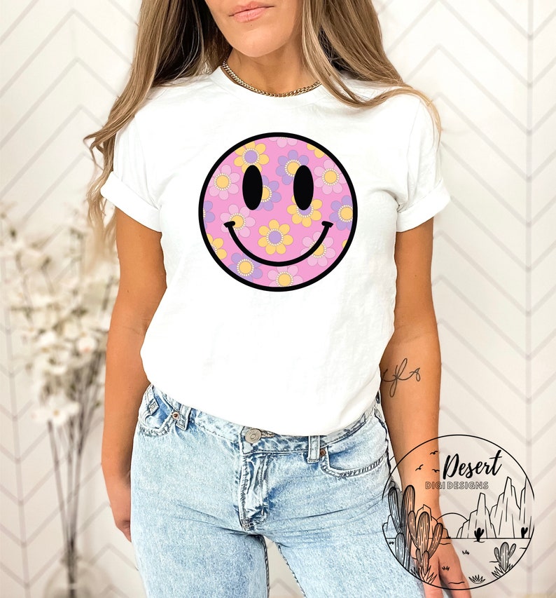Daisy Retro Smiley PNG - Smiley PNG - Black and White Dot Design PNG ...