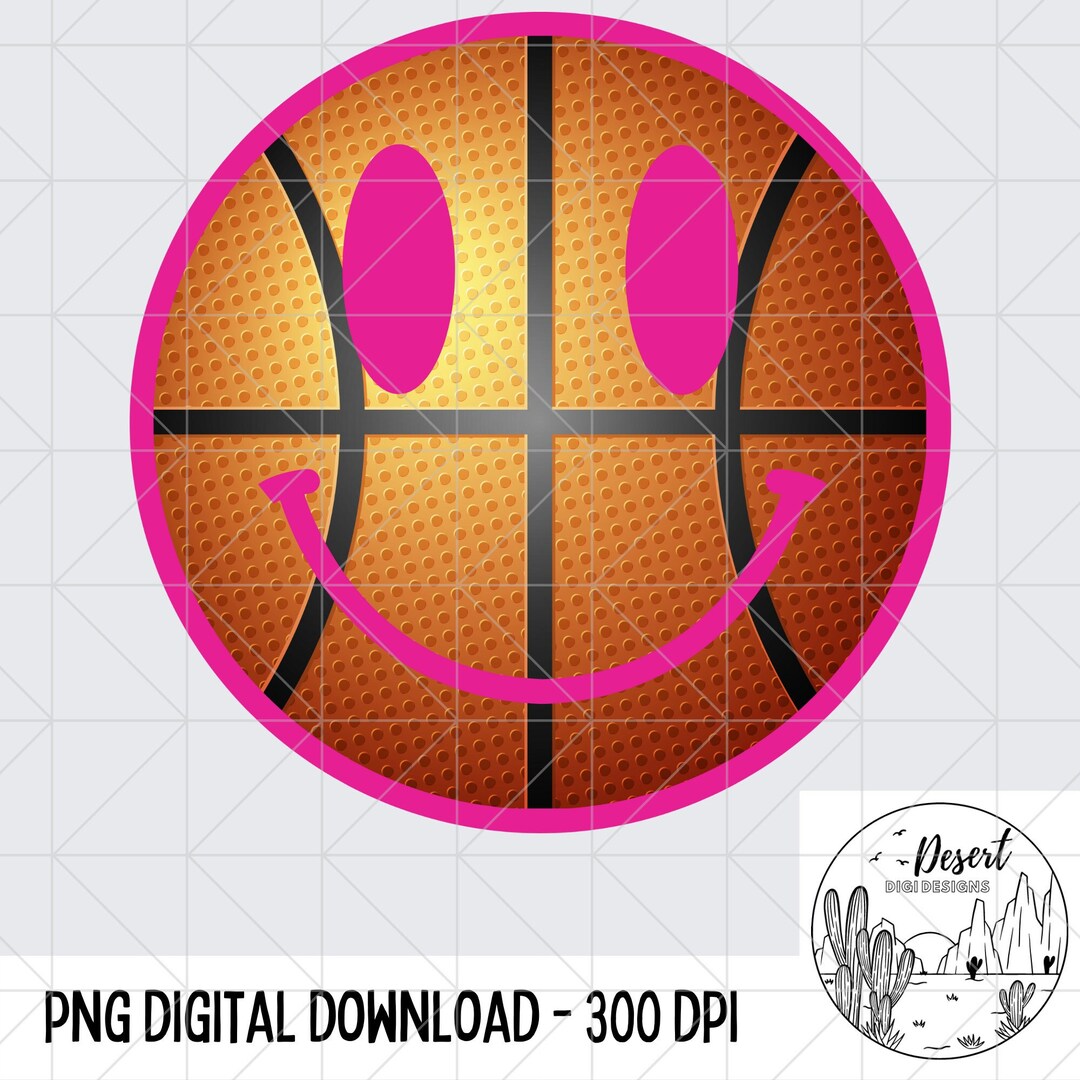 Pink Basketball Retro Smiley PNG - Smiley - Basketball Mama Design PNG ...