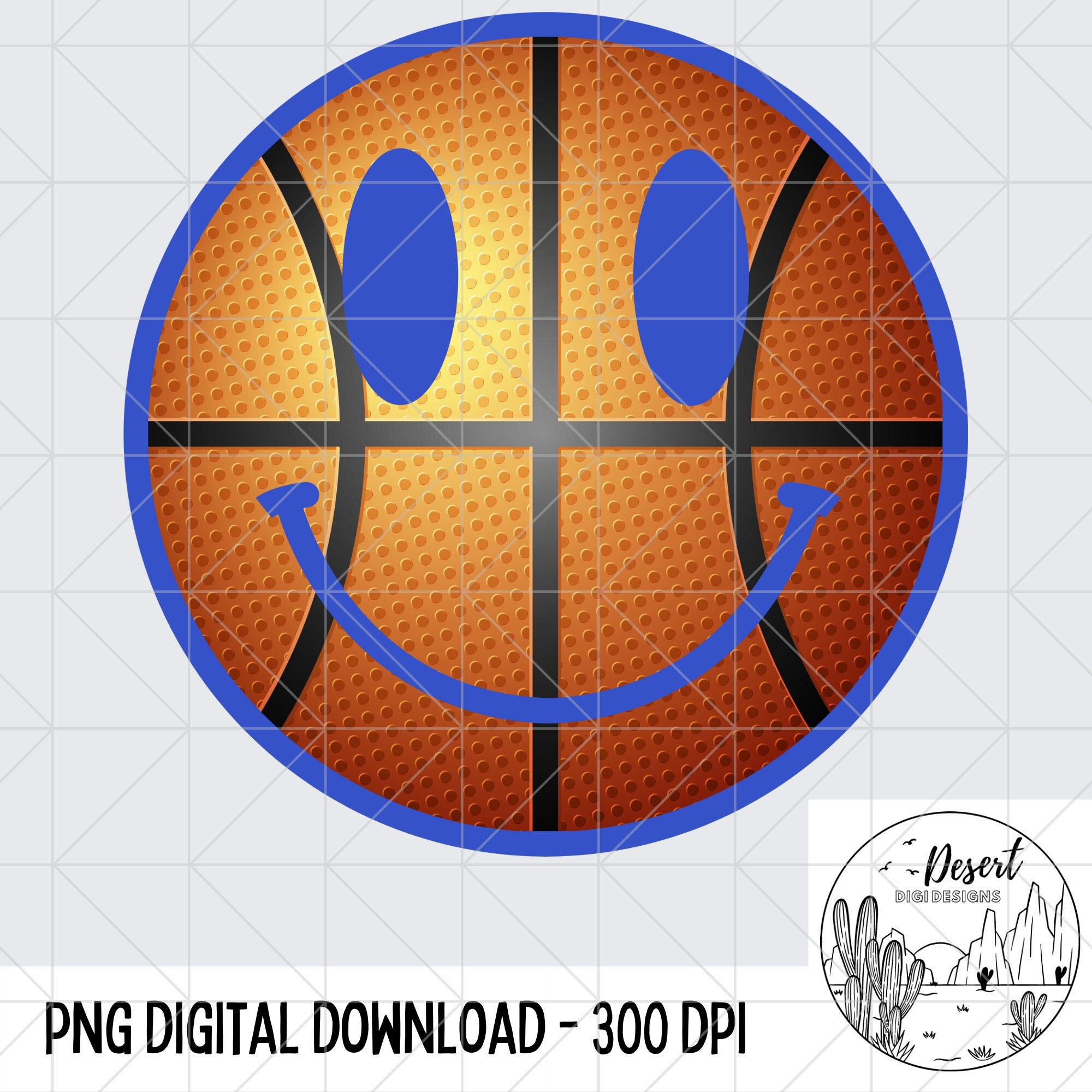 Blue Basketball Retro Smiley PNG - Smiley - Basketball Mama Design PNG ...