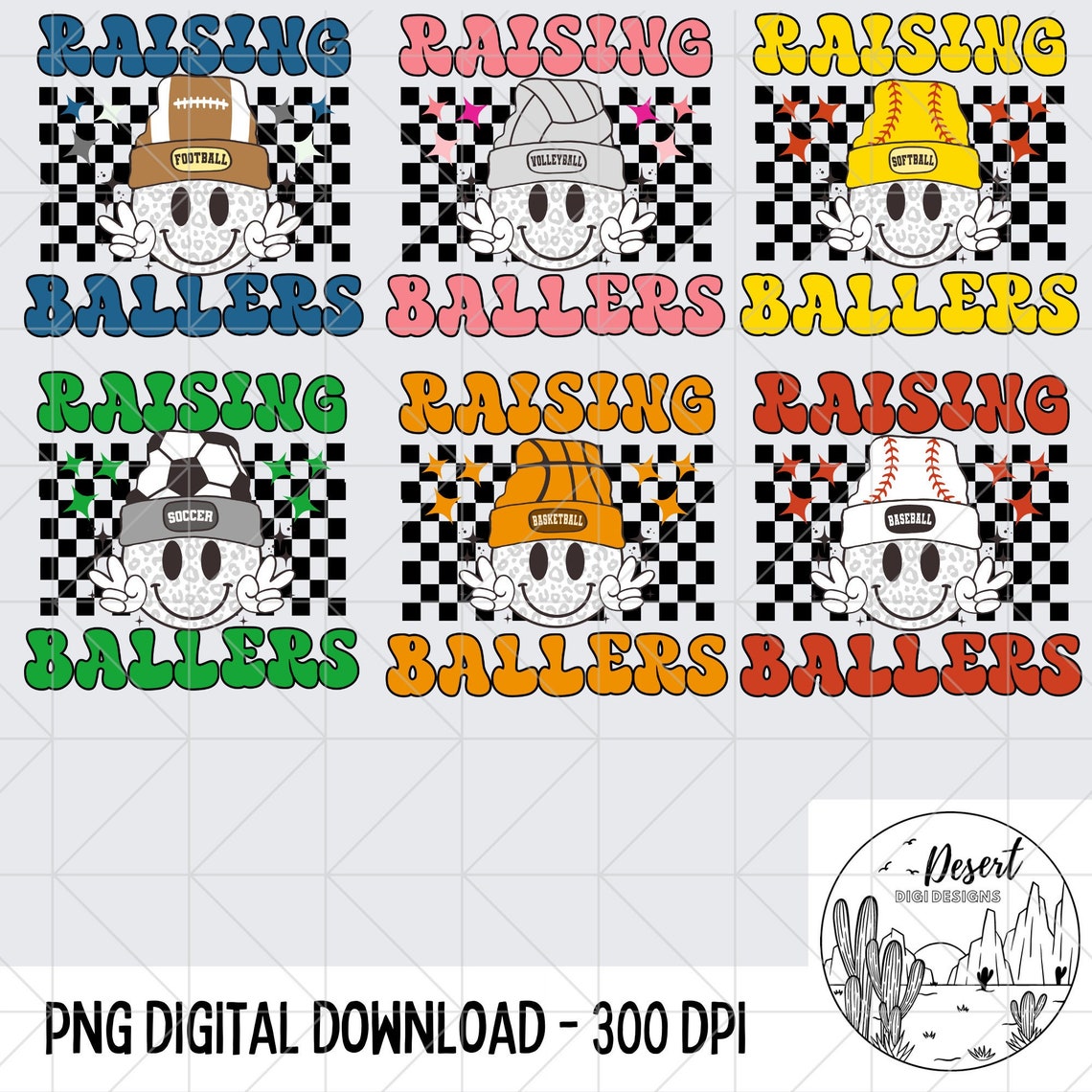 Raising Ballers Happy Face PNG Smiley PNG Bundle Design PNG Designs ...