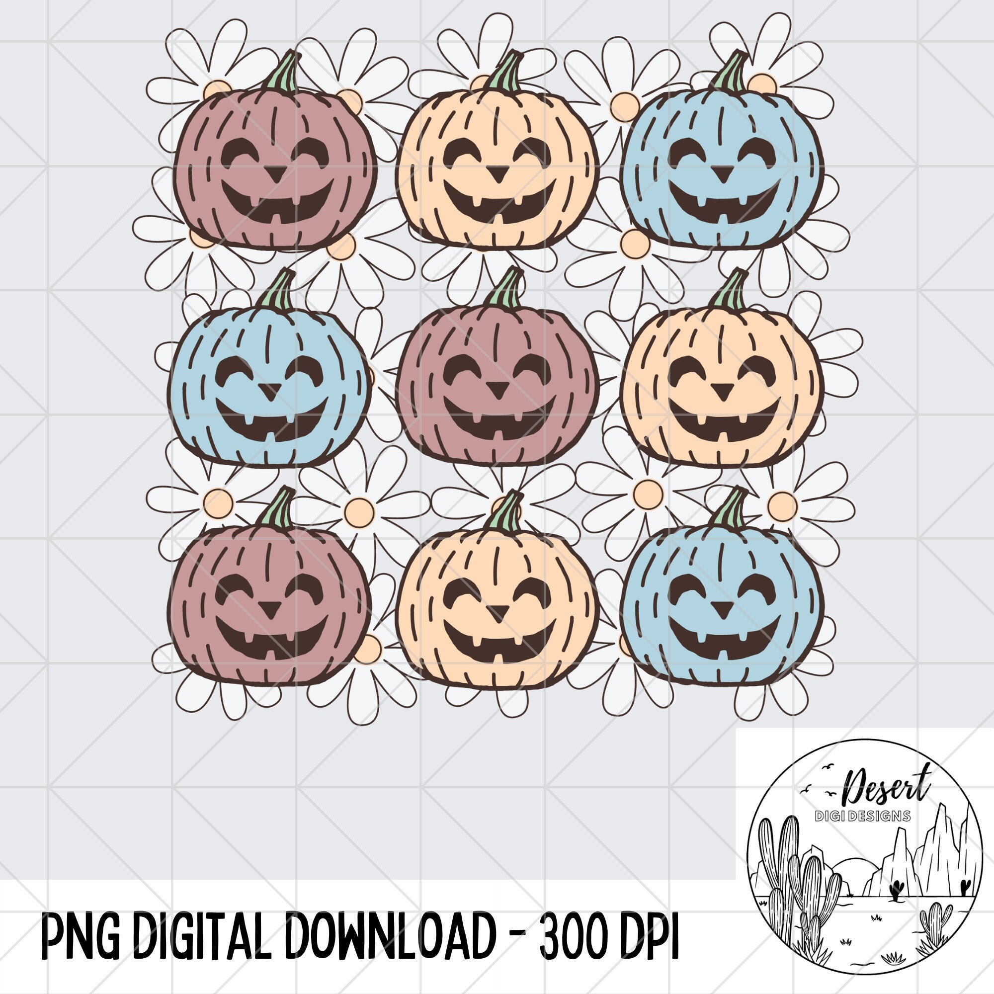 Retro Boho Pumpkin Daisy PNG Halloween Retro Halloween PNG - Etsy