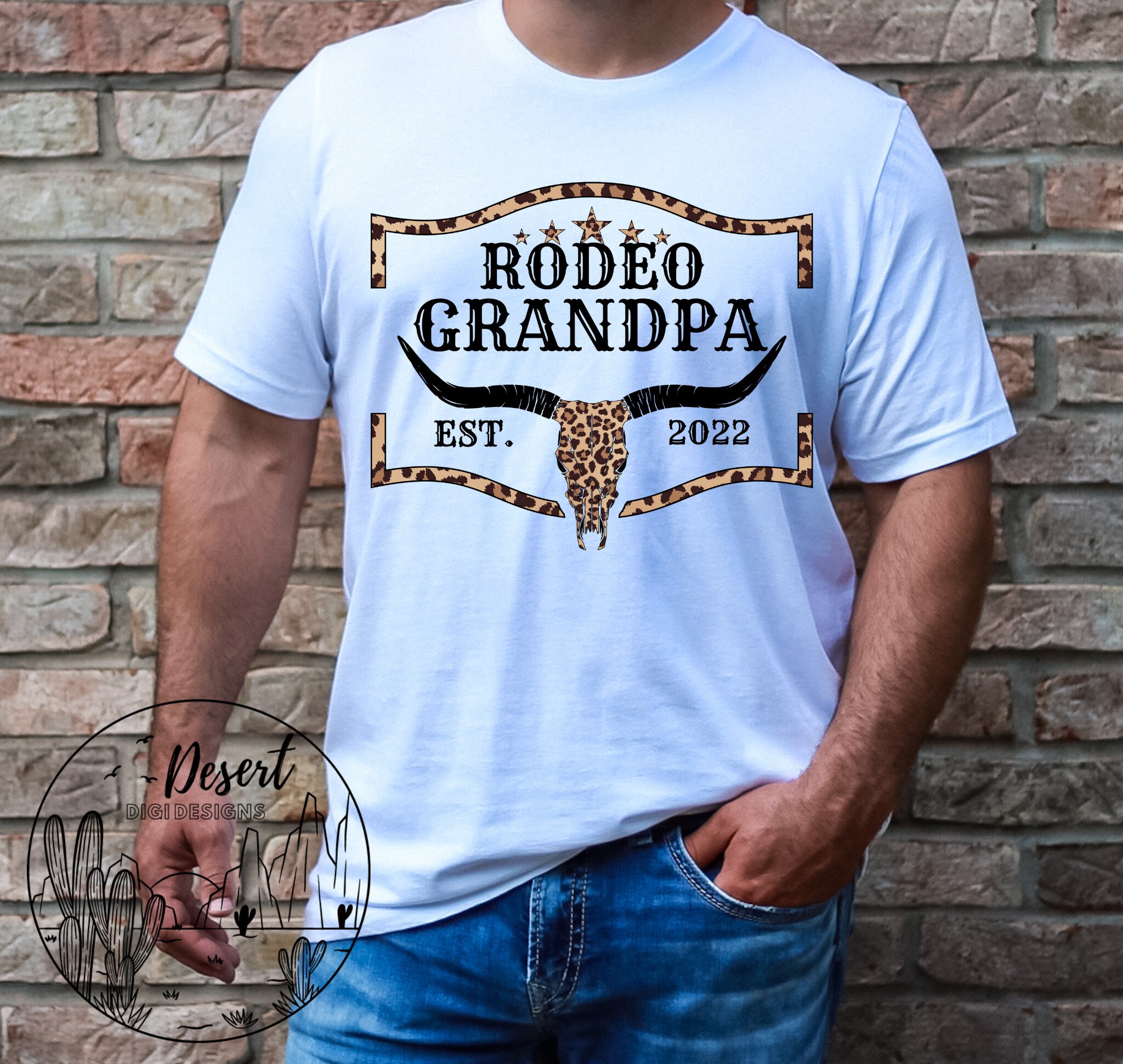 Rodeo Grandpa EST 2022 PNG - Cheetah Print - Cowhead Birthday Design ...