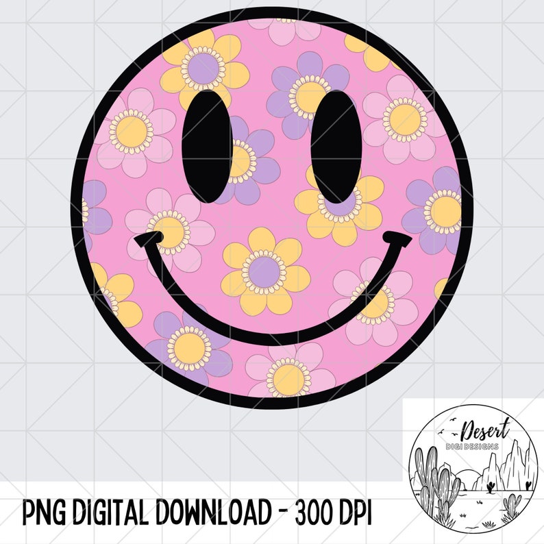 Daisy Retro Smiley PNG - Smiley PNG - Black and White Dot Design PNG ...