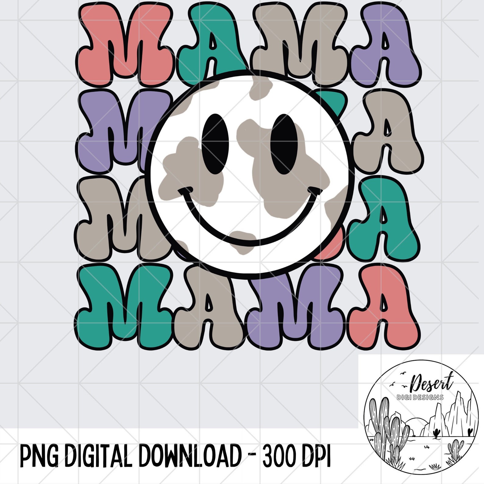 Cow Print Happy Face PNG - Smiley PNG - Spring Design PNG - Designs ...