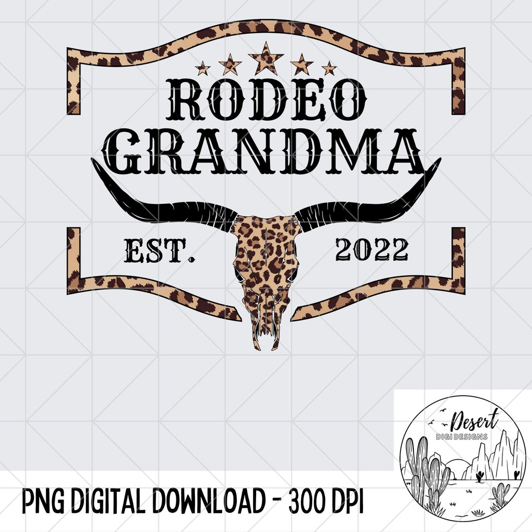 Rodeo Grandma EST 2022 PNG - Cheetah Print - Cowhead Birthday Design ...