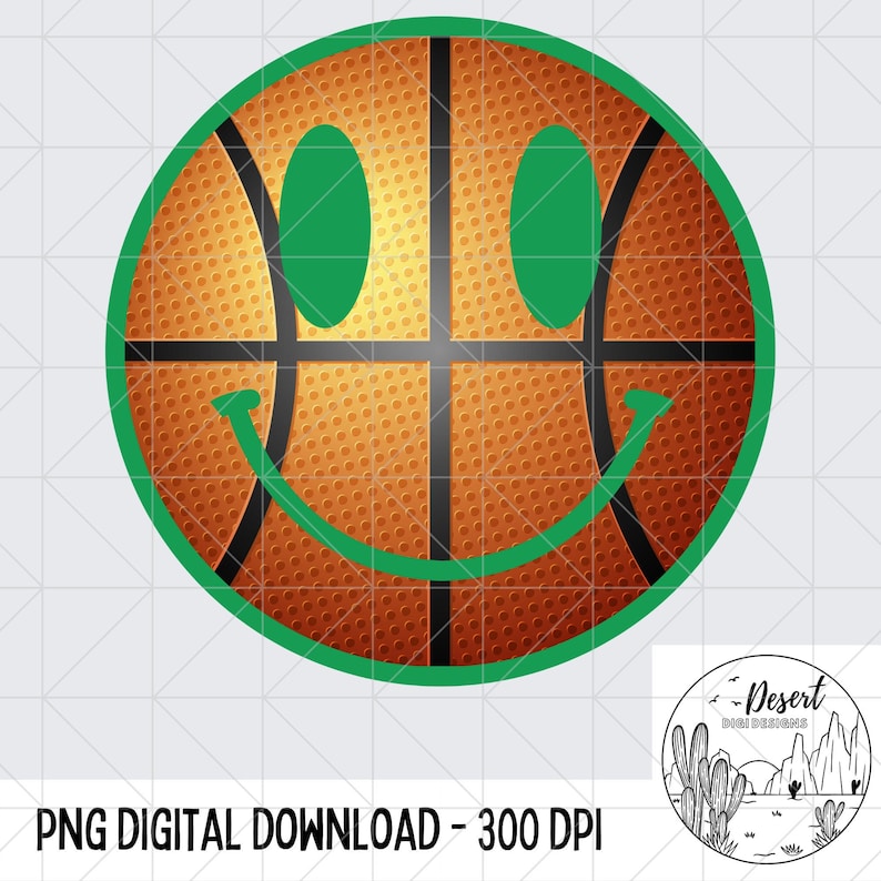 Green Basketball Retro Smiley PNG - Smiley - Basketball Mama Design PNG ...