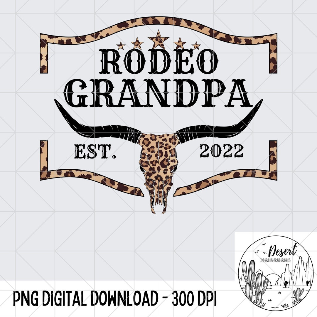 Rodeo Grandpa EST 2022 PNG - Cheetah Print - Cowhead Birthday Design ...