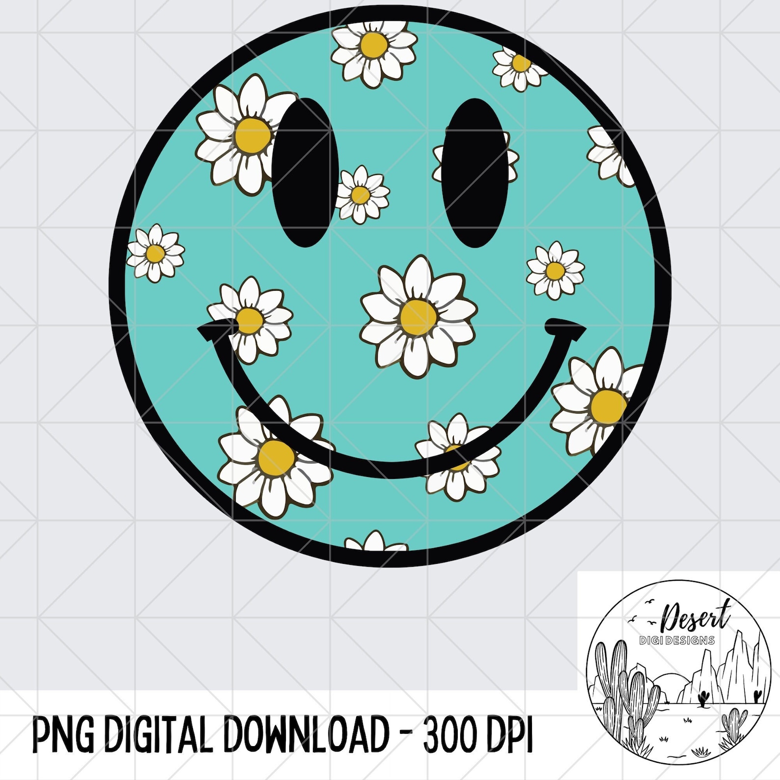 Daisy Retro Smiley PNG - Smiley PNG - Black and White Dot Design PNG ...