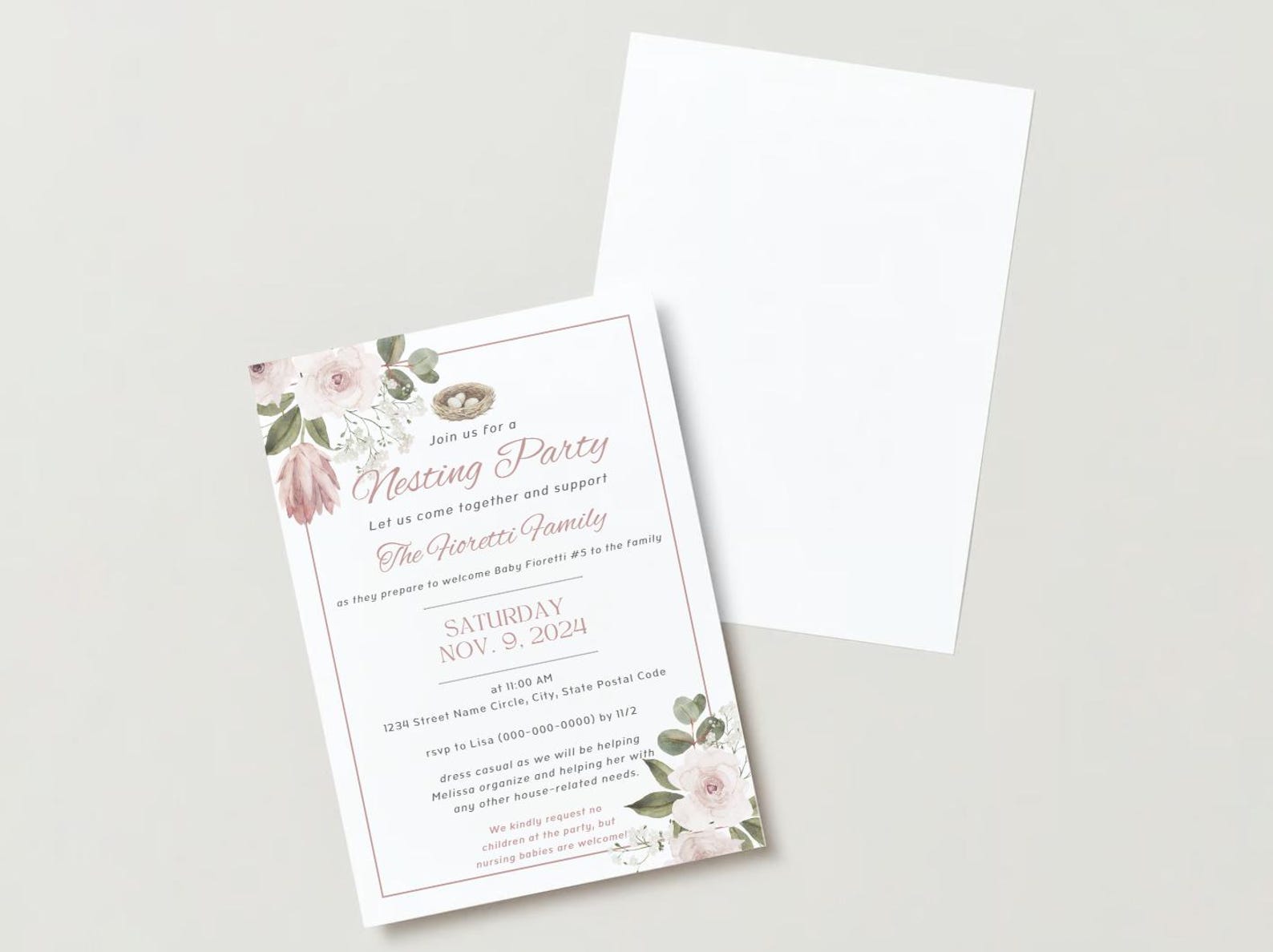 Nesting Party Invite, Nesting Shower Invitation, Editable, Printable ...