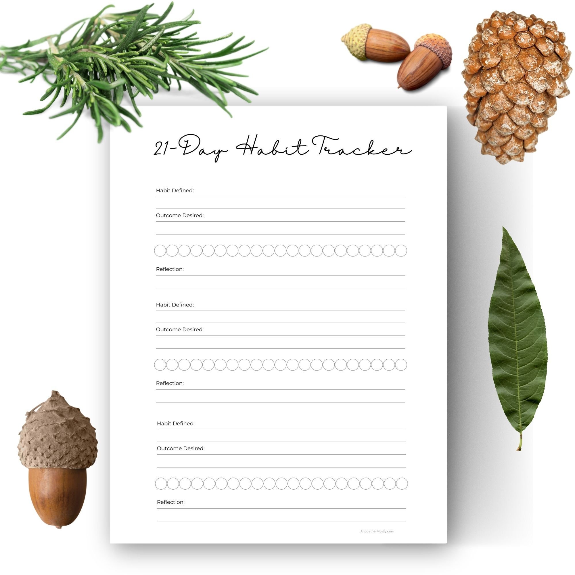 21 Day Habit Tracker Printable Planner Page - PDF Download Letter 8 ...