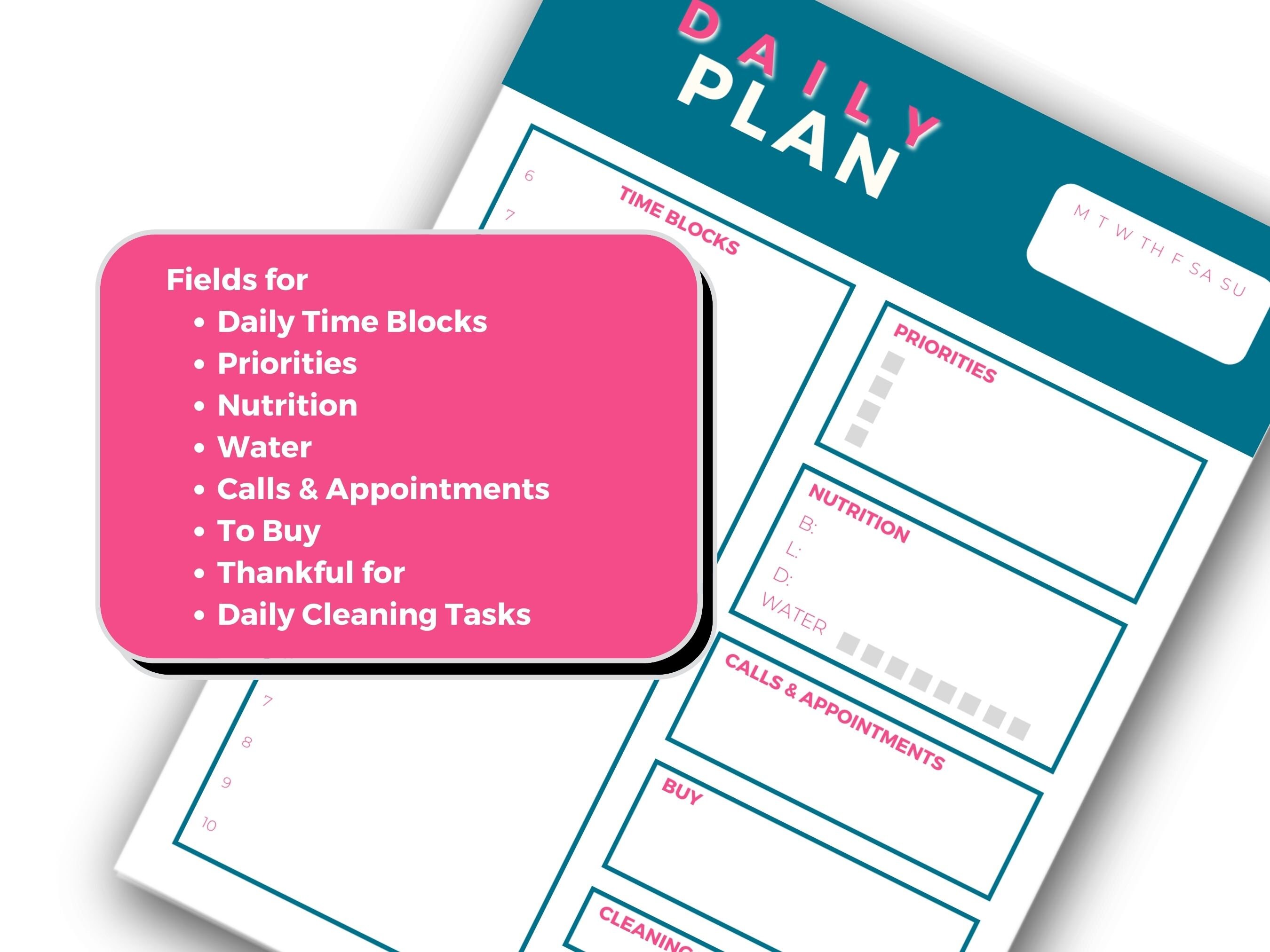 Daily Planner Page Printable PDF Digital Download Letter - Etsy