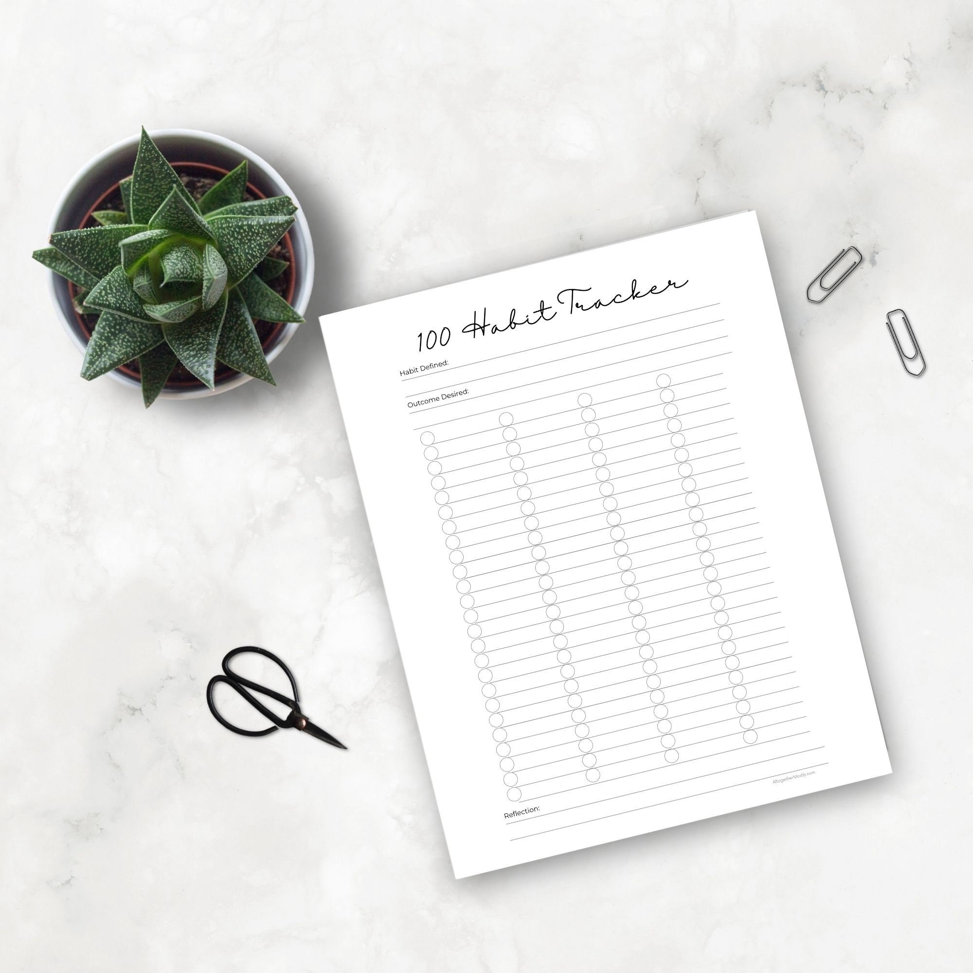 100 Day Habit Tracker Printable Planner Page - PDF Download Letter 8 ...