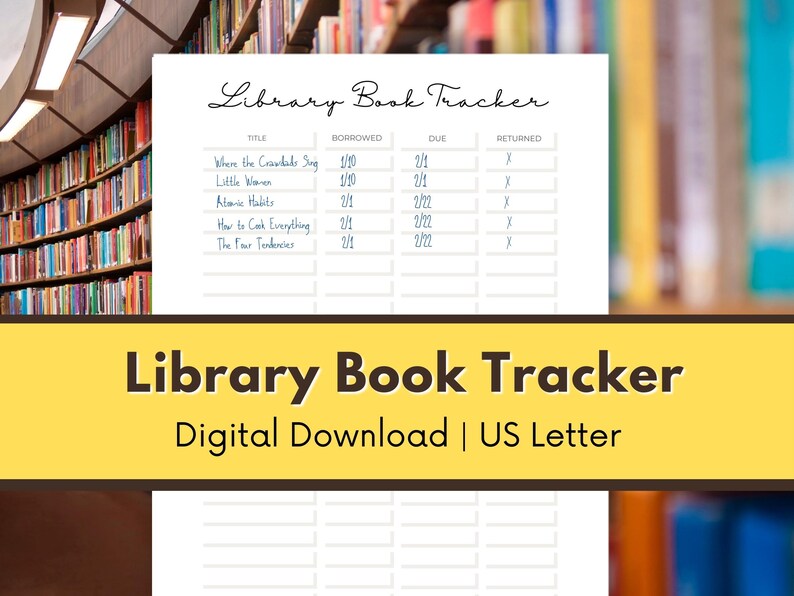Library Book Tracker Printable | Reading Journal | PDF Download - Etsy
