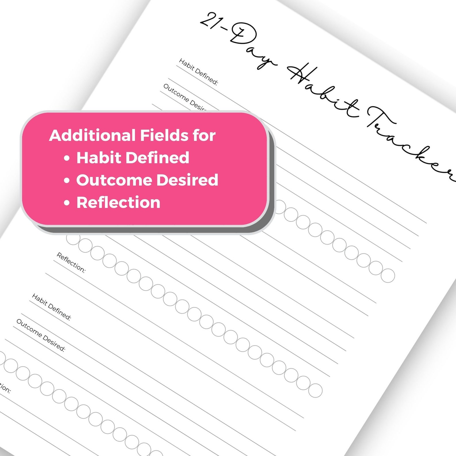 21 Day Habit Tracker Printable Planner Page - PDF Download Letter 8 ...
