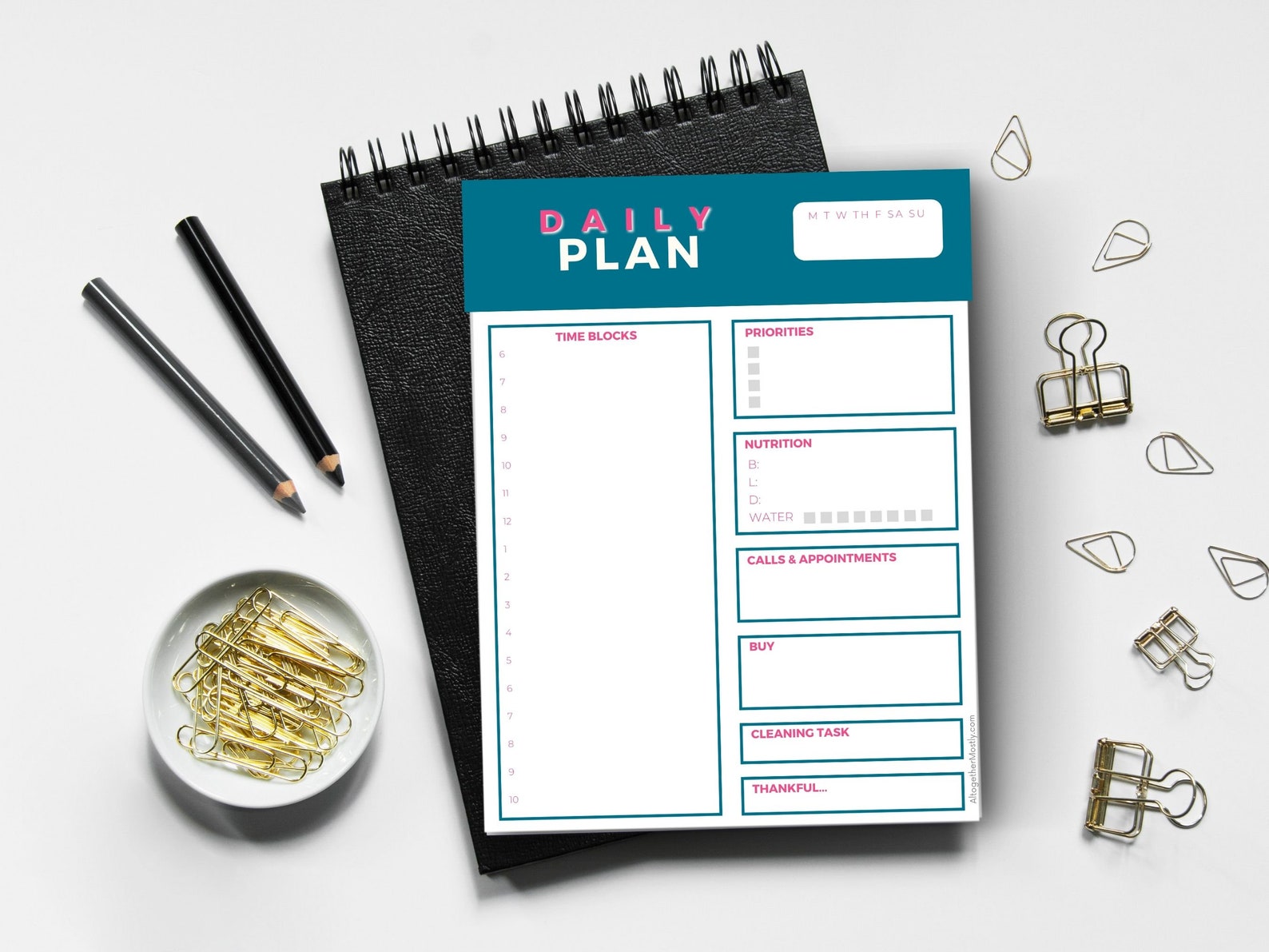 Daily Planner Page Printable PDF Digital Download Letter - Etsy