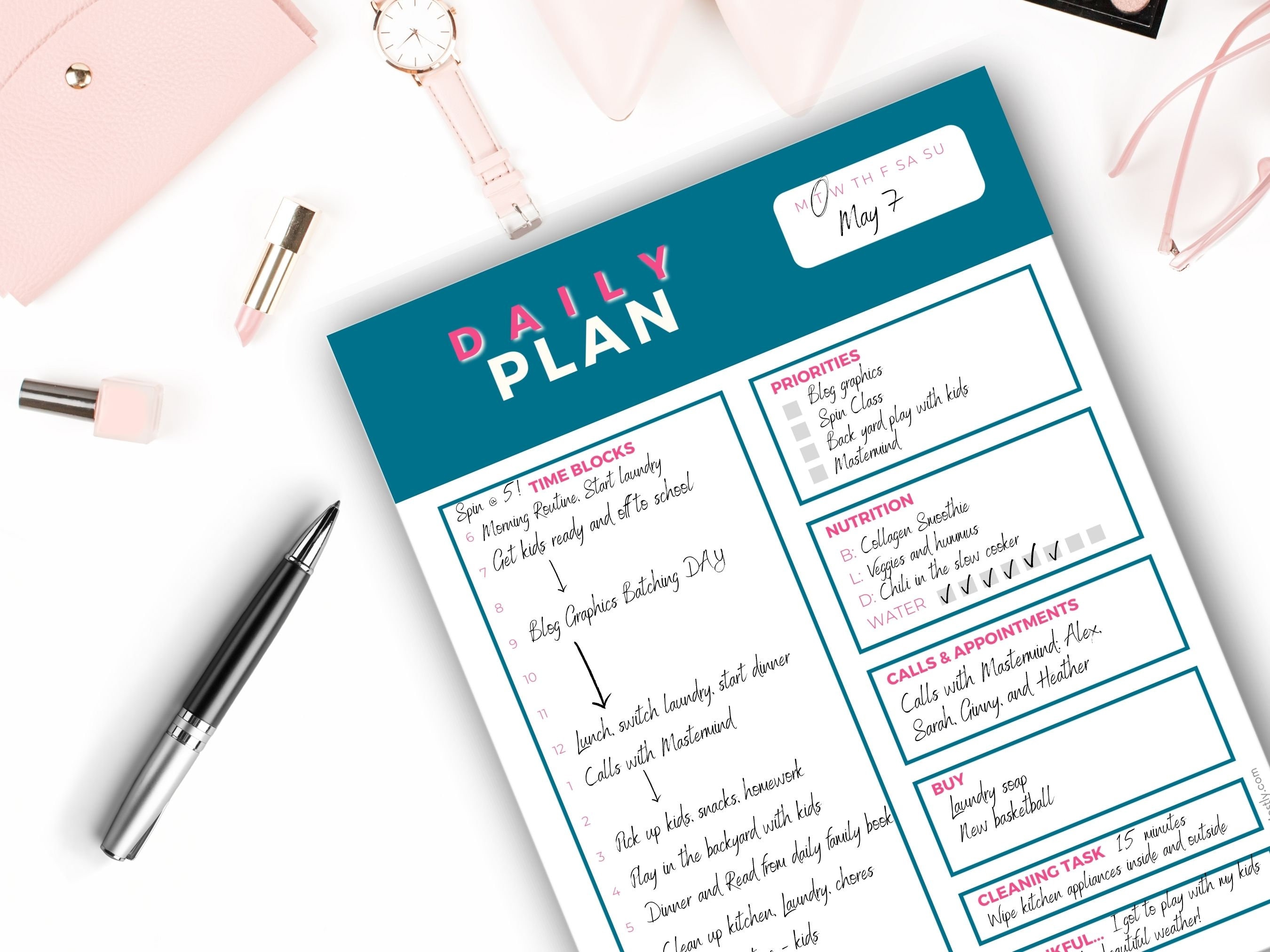 Daily Planner Page Printable PDF Digital Download Letter - Etsy