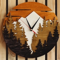 Mountain Wall Clock, Forest Wall Clock, Nature Wall Clock, Tree Wall ...