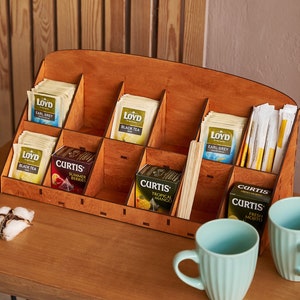Wood Tea Organizer, Tea Gift Box, Tea Box Storage, Kitchen Organizer ...