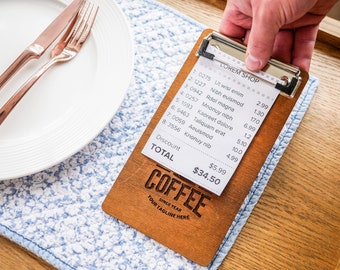 Wooden Bill Holder Guest Check Presenter Tray Personalized Check ...