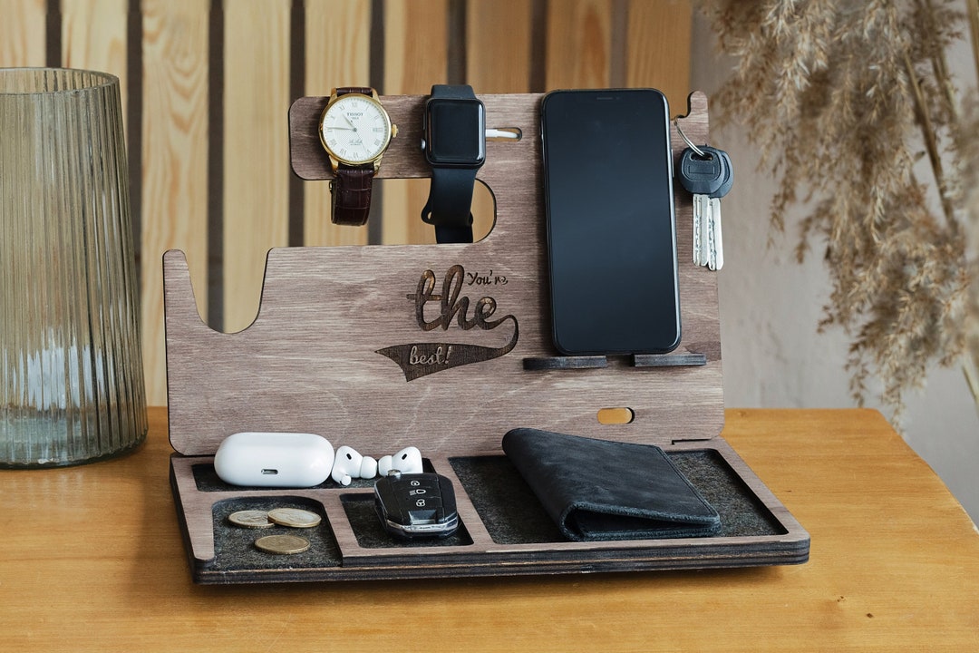 Personalized Desk Stand Holder, Docking Station, Wood Phone Stand, Desk ...