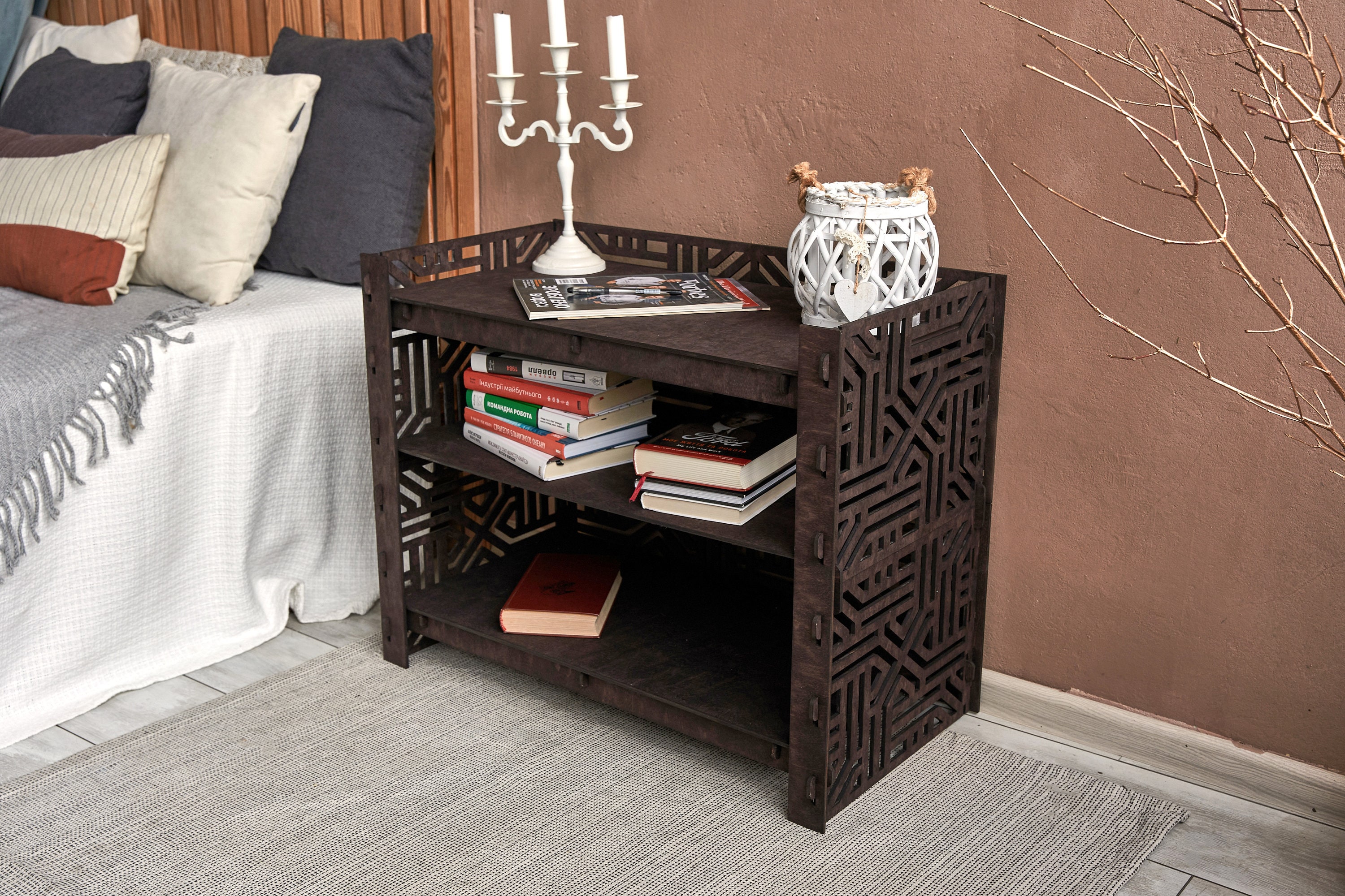 Wood Bookcase Bookshelf Display Case Turntable Stand - Etsy