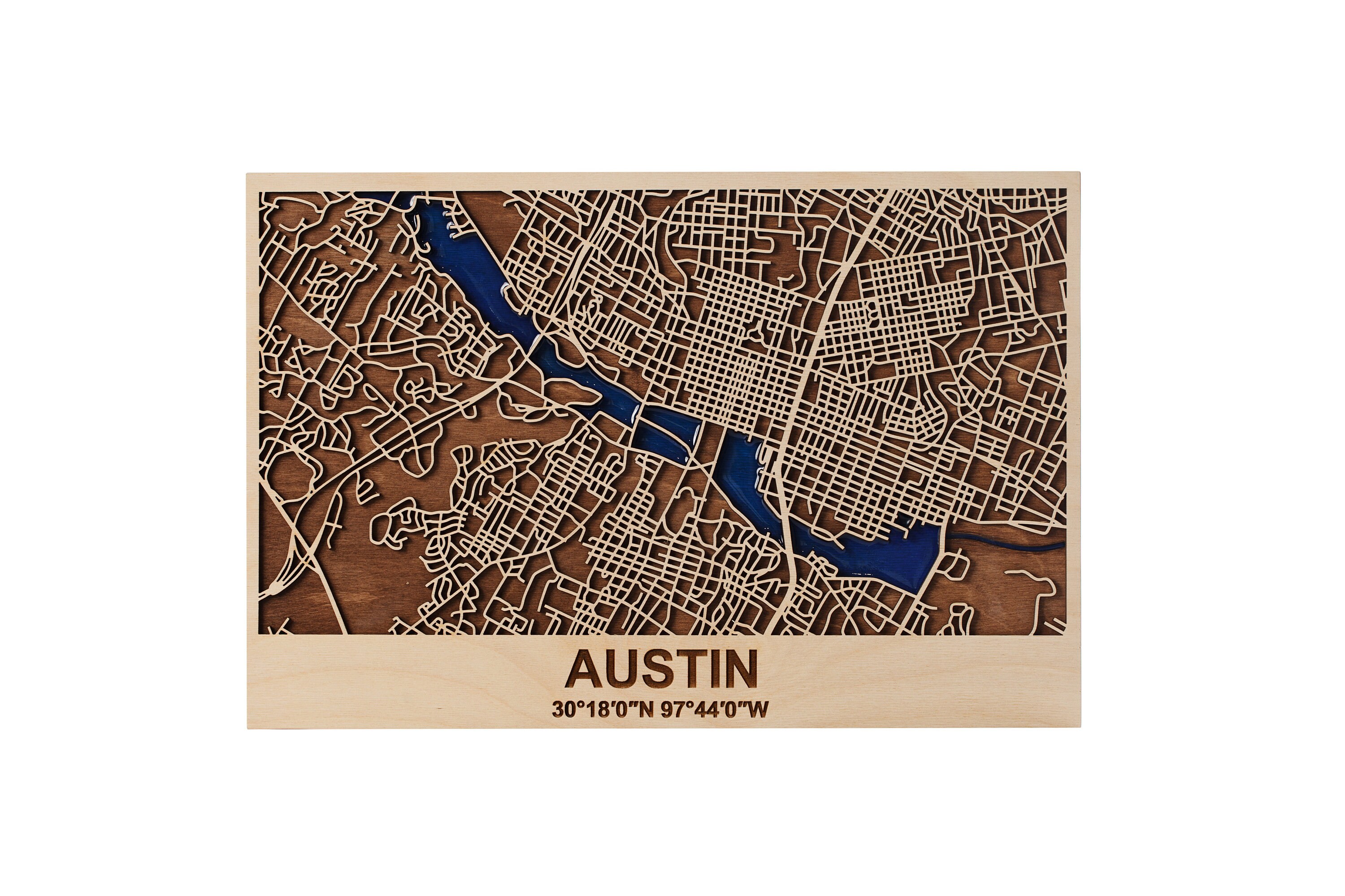 Austin Epoxy Wooden Map Streets 3D Map Travel Wall Art Layers - Etsy