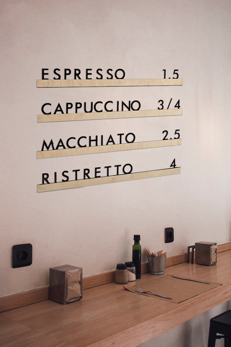 Wall Menu Board Letter Board Personalized Wall Menu Cafe - Etsy