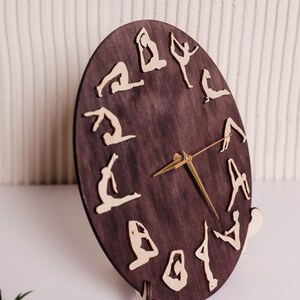 Pilates Clock, Pilates Yoga Stretching Wood Wall Clock, Zen Wall Clock ...