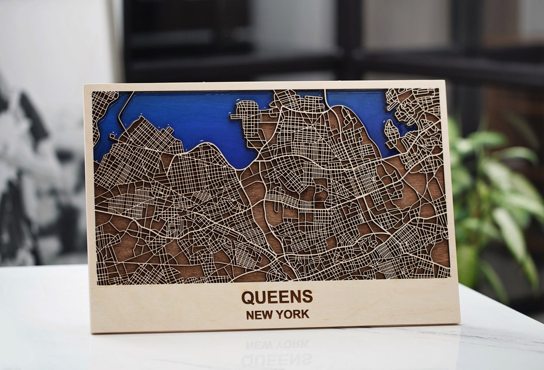 New York City Map Queens New York Street Map, 3D City Map, Wooden ...