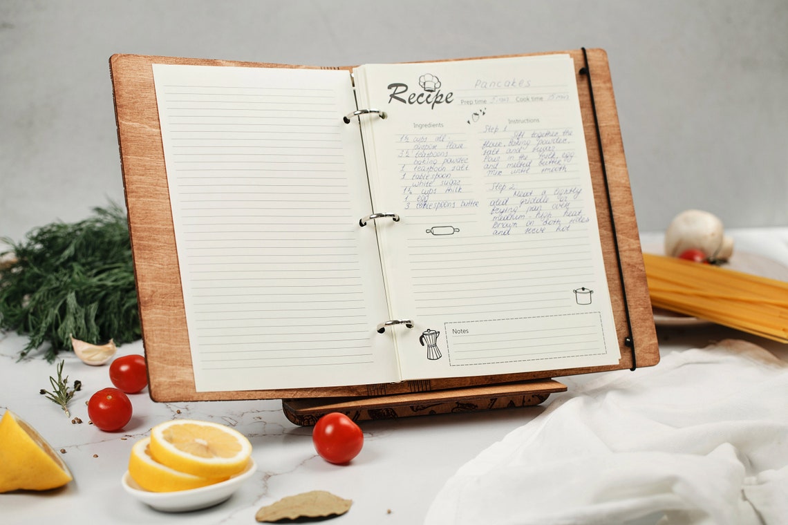 Personalized Binder Cookbook Mother Day Gift Wooden Recipe | Etsy