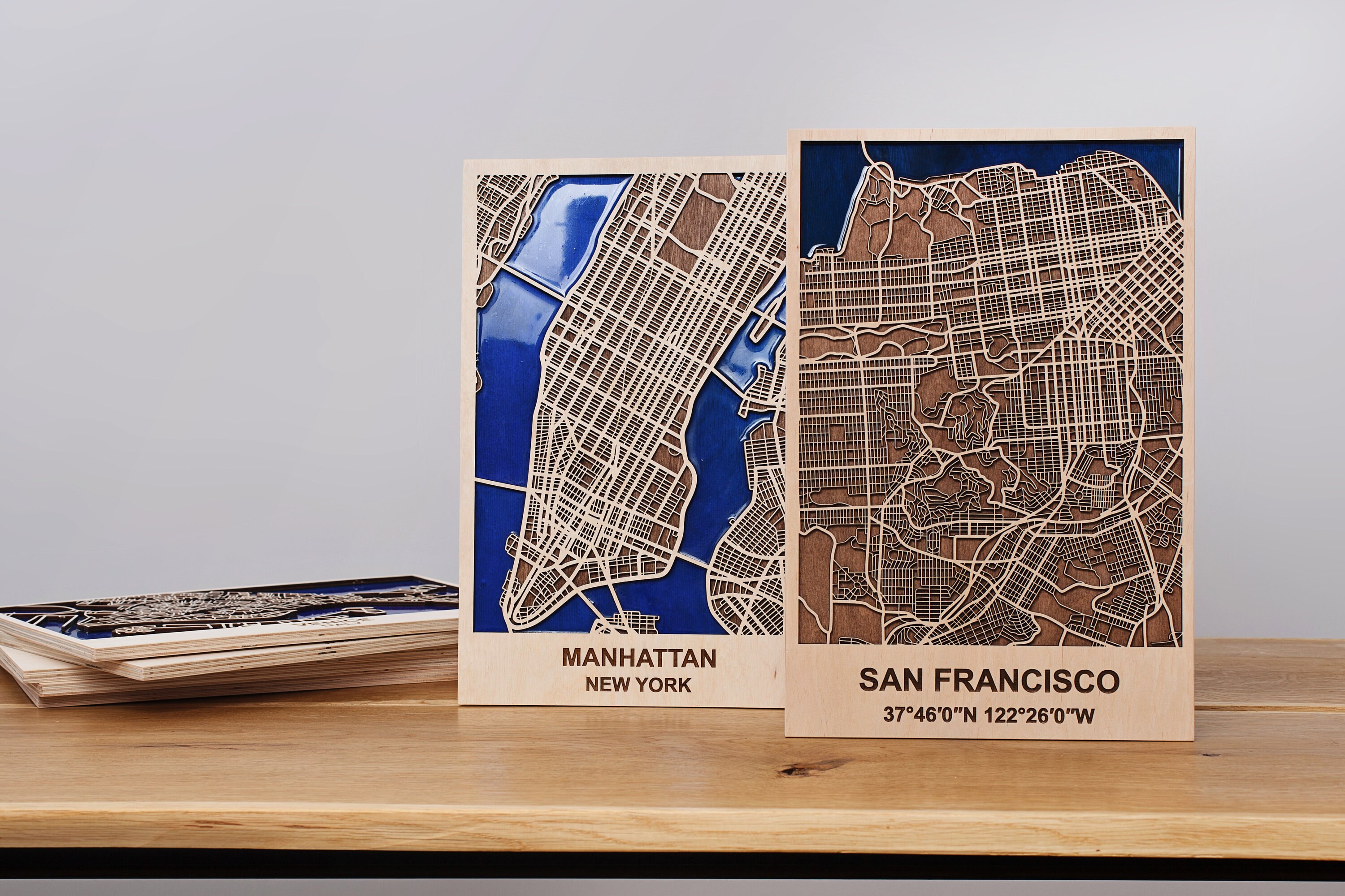 Custom Wood and Epoxy City Map | Etsy