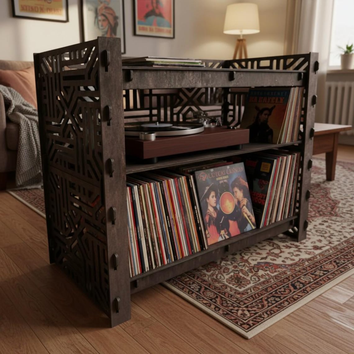 Vinyl Record Storage Cabinet | Wooden Record Player Stand | LP Record ...