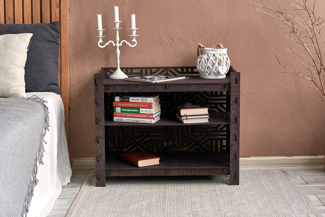 Wood Bookcase, Bookshelf, Display Case, Turntable Stand, Handmade ...