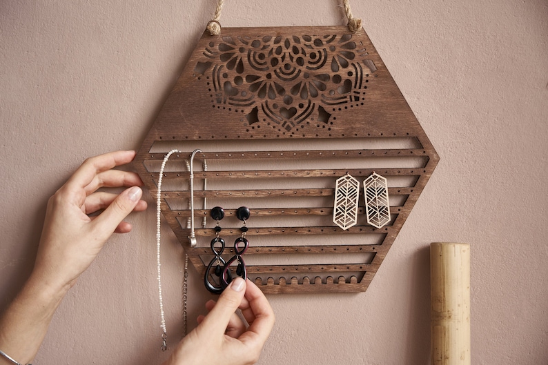 Wood Earring Organizer Jewelry Display Hanging Earring - Etsy