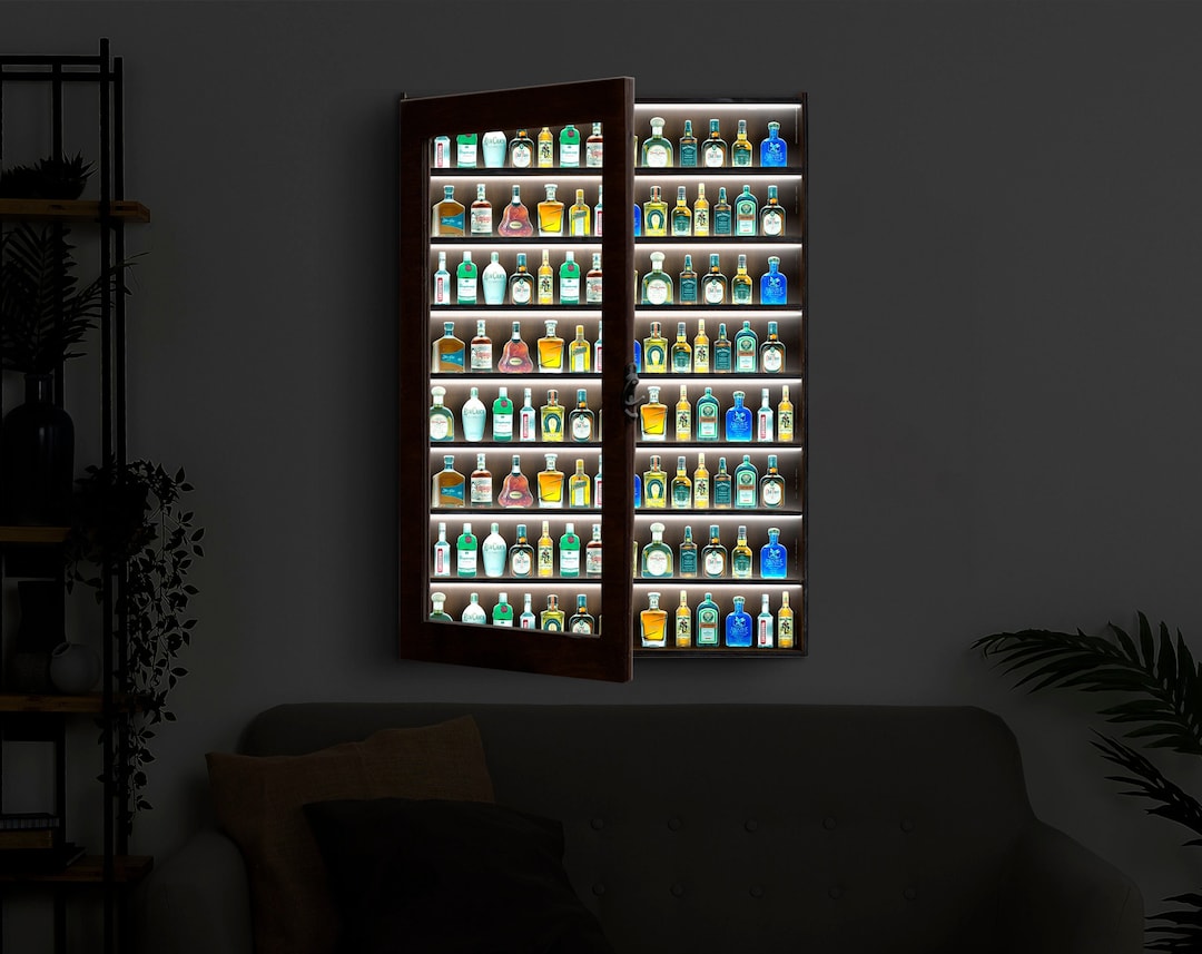 Mini Liquor Display Cabinet, Shooter Wall Rack Holder, Shot Glass ...