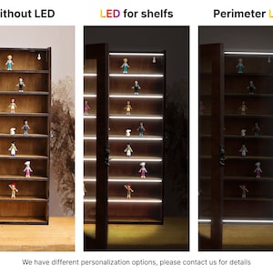 Led Display for Collectibles, Wood Display Case With Led, Display ...