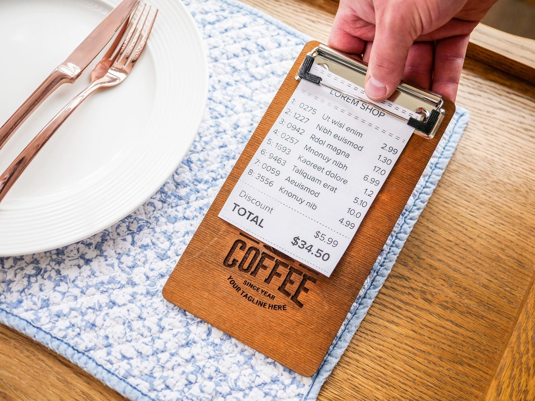 Wooden Bill Holder, Check Presenter for Restaurant, Check Box, Wood ...