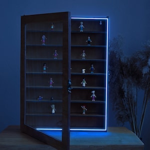 Led Wood Display Case, Display Cabinet Case for Figures With Glass Door ...
