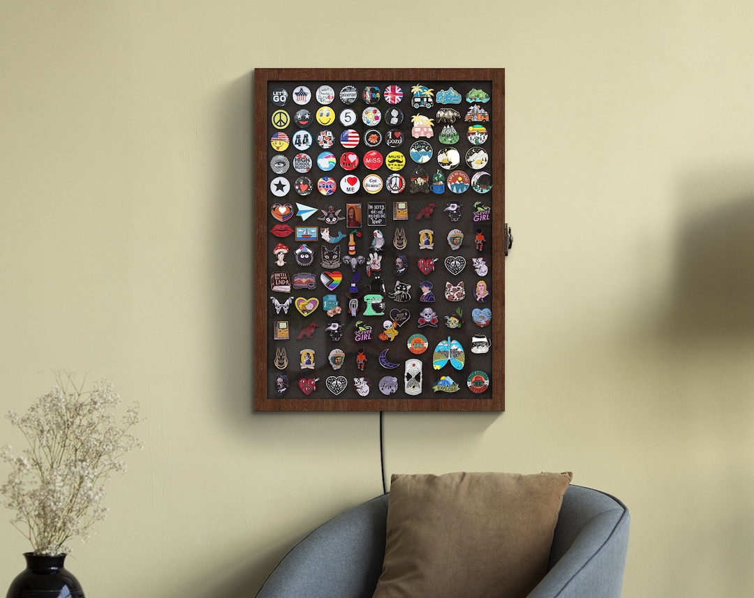 Wood Pin Display Case, Pin Display Box, Dustproof Badge Box, Jewelry ...