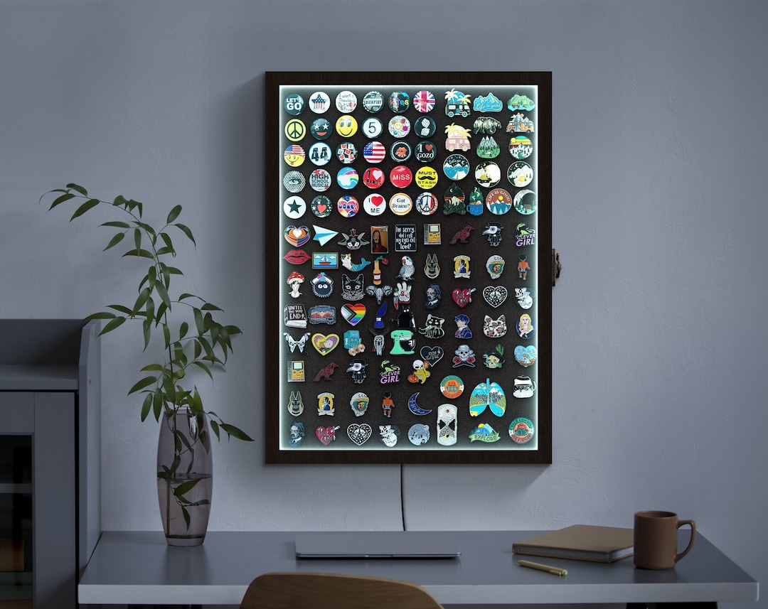 Pin Display Case, Dustproof Badge Box, Wood Pin Box, Jewelry Brooch ...