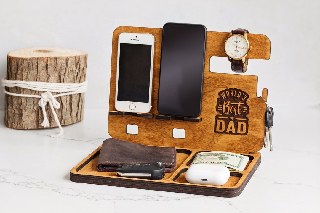 Mens Wood Valet Box, Mens Valet Stand, Mens Wood Valet Tray, Charging ...
