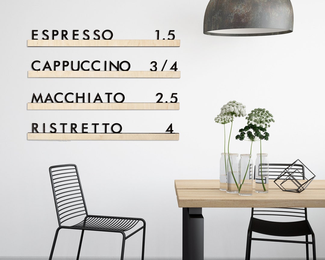 Cafe Wall Menu Board, Wall Wood Menu Letter Board, Personalized Wall ...