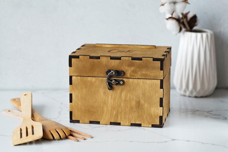 Recipe Box With Dividers Wood Recipe Box Recipe Box and - Etsy