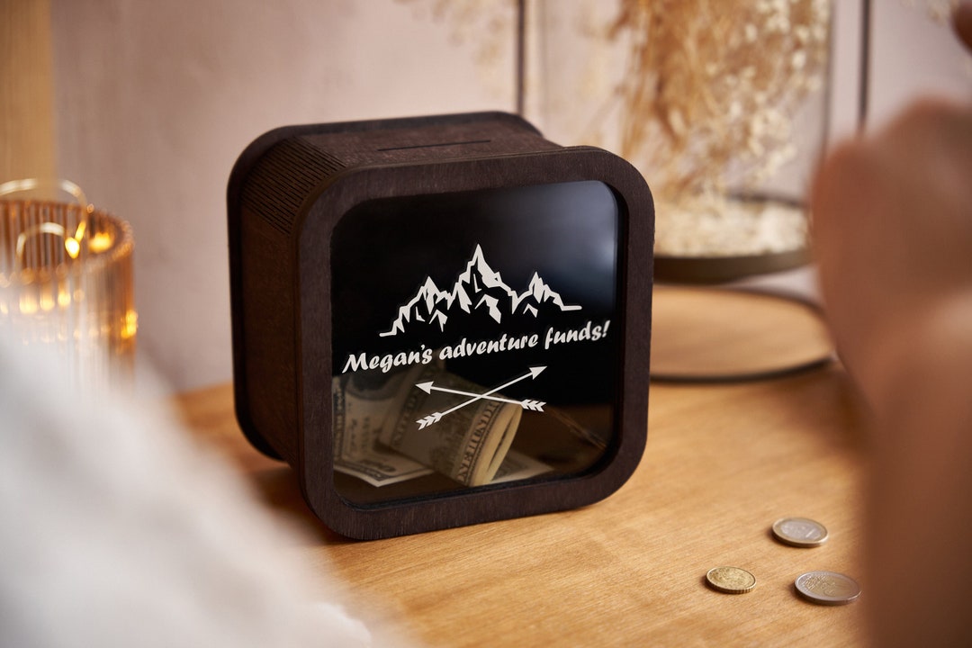 Custom Wood Money Box, Wooden Power Bank Wood Coin Bank, Custom Kids ...