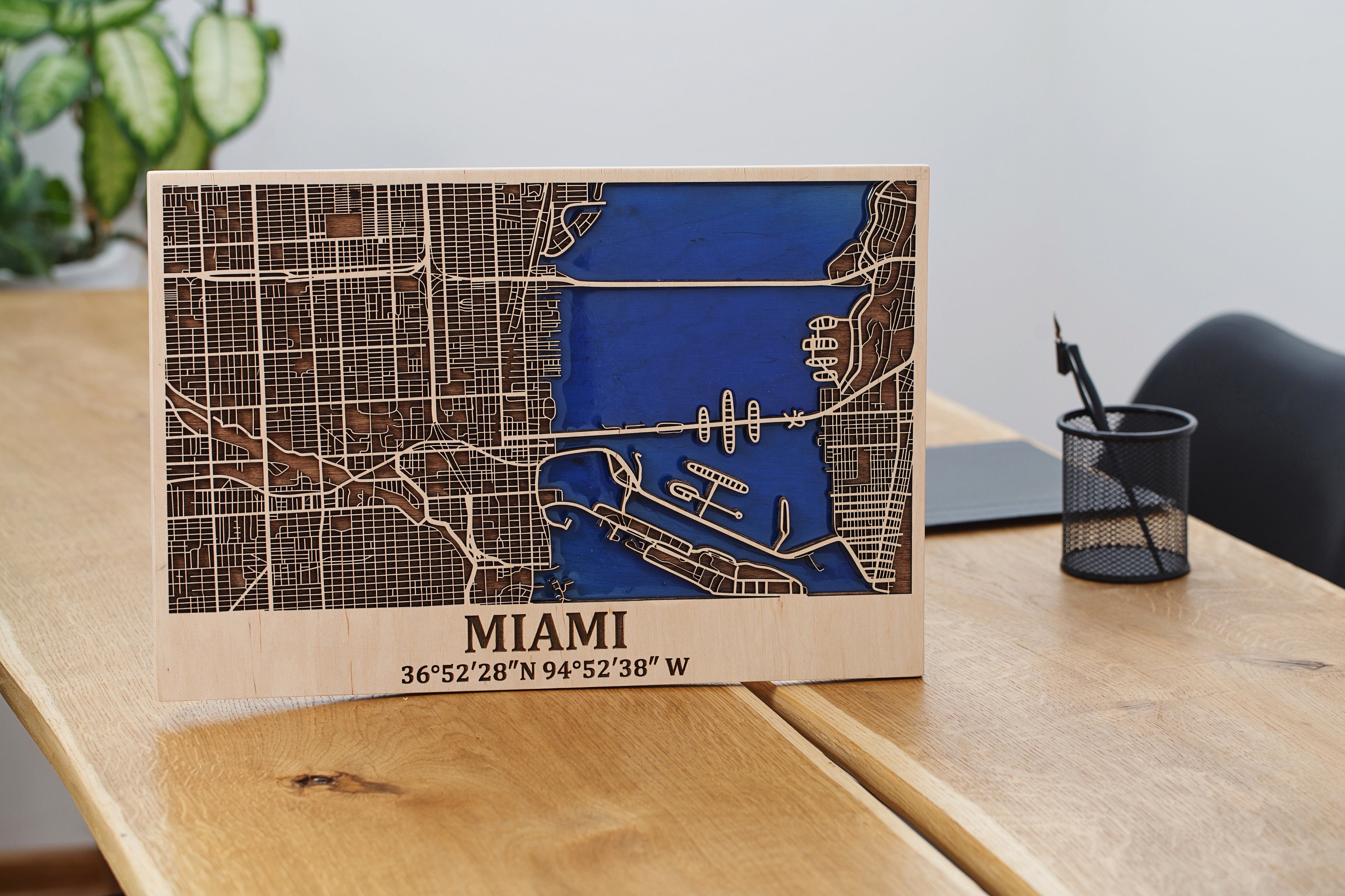 Miami Map 3D City Map Wooden Map Housewarming Gift Home | Etsy