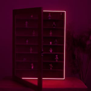 Led Wood Display Case, Display Cabinet Case for Figures With Glass Door ...