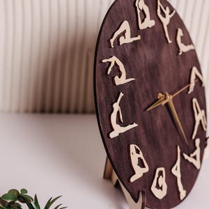Pilates Clock, Pilates Yoga Stretching Wood Wall Clock, Zen Wall Clock ...