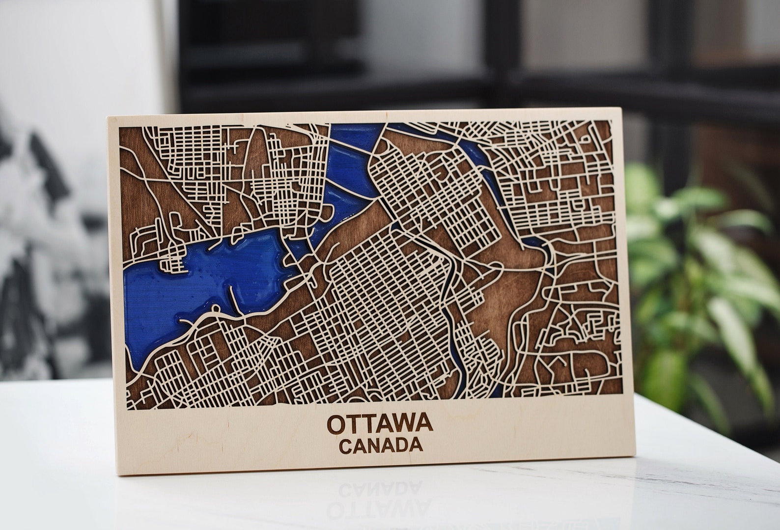Office Wall Art Travel Lover Gift Wall City Map Wooden Ottawa City Map ...